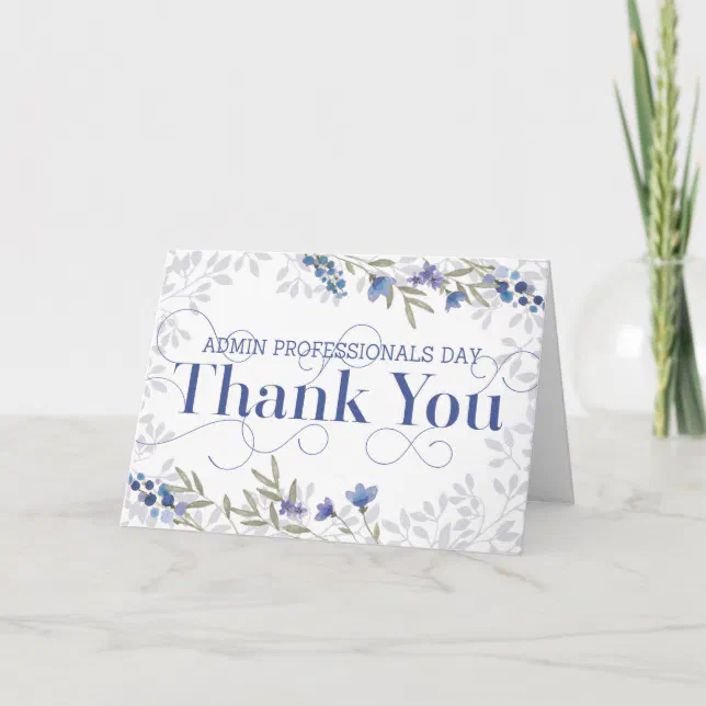 Admin Professionals Day Thank You Card - Blue | Zazzle