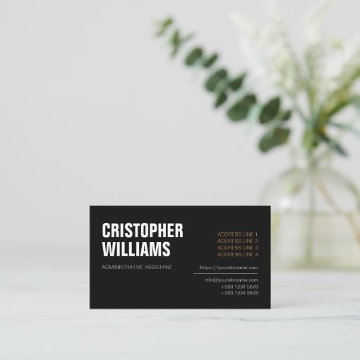 Administrative Assistant Black Icons Logo Business Card | Zazzle