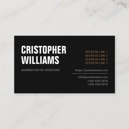 Administrative Assistant Black Icons Logo Business Card | Zazzle