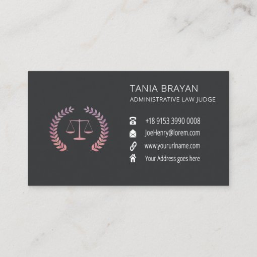 Administrative Law Judge Rose Gold Scale Elegant Business Card | Zazzle