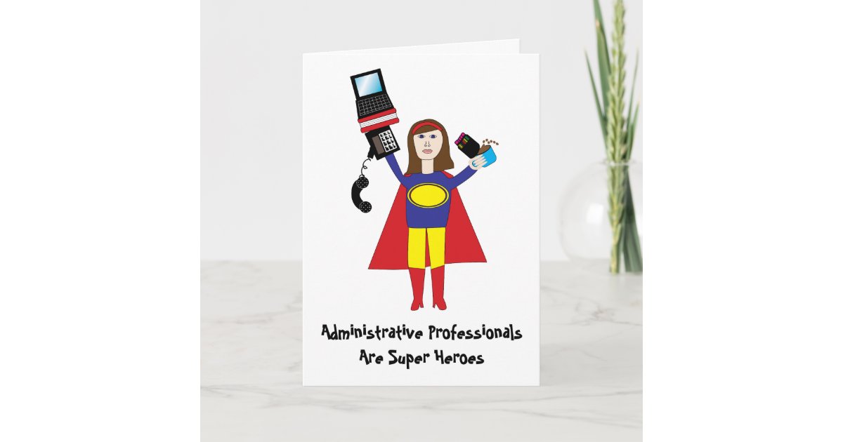 Administrative Professional Super Hero (Brunette) Card | Zazzle