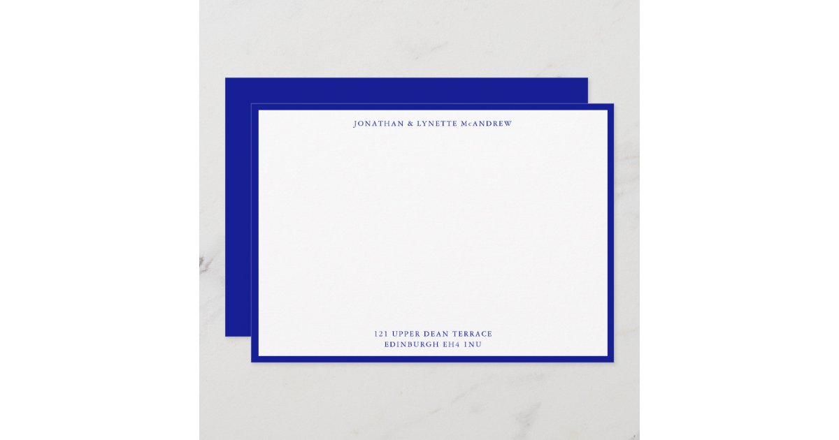 Admiral Blue Classic Border Flat Note Card | Zazzle
