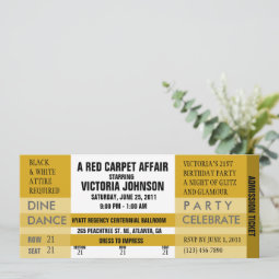 Admission Ticket Invite [Gold] | Zazzle