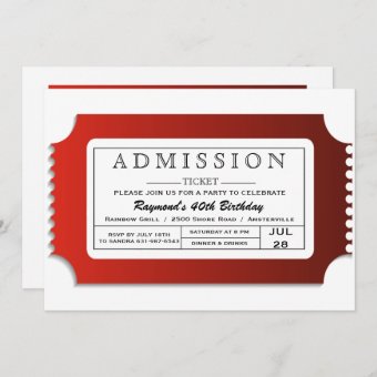 Admission Ticket to Party Invitation | Zazzle