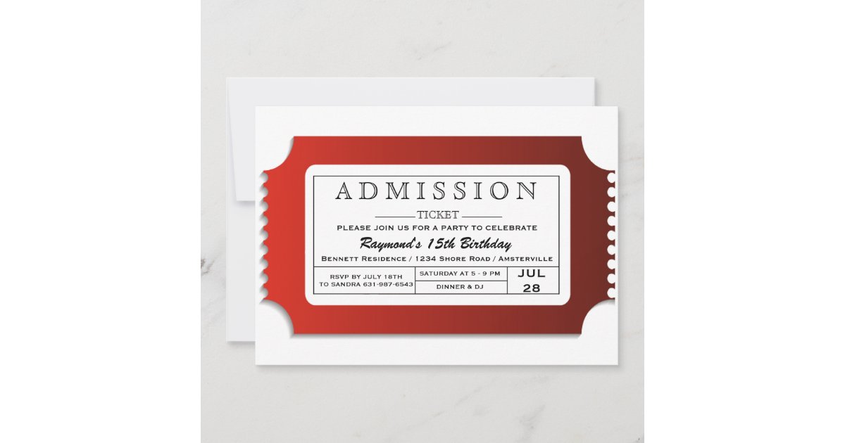 Admission Ticket to Party Invitation | Zazzle