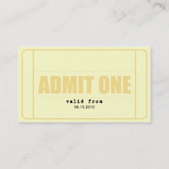 Admit One Business Card | Zazzle