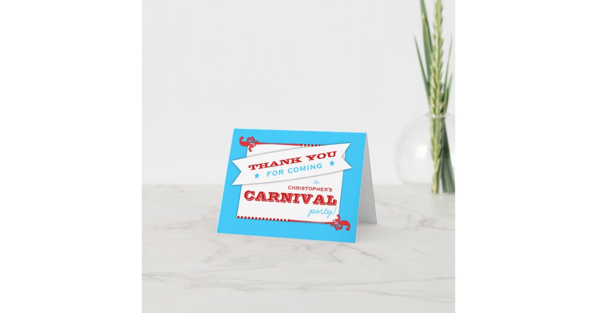 Admit One Carnival Birthday Thank You Cards | Zazzle
