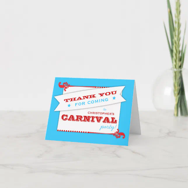 Admit One Carnival Birthday Thank You Cards | Zazzle