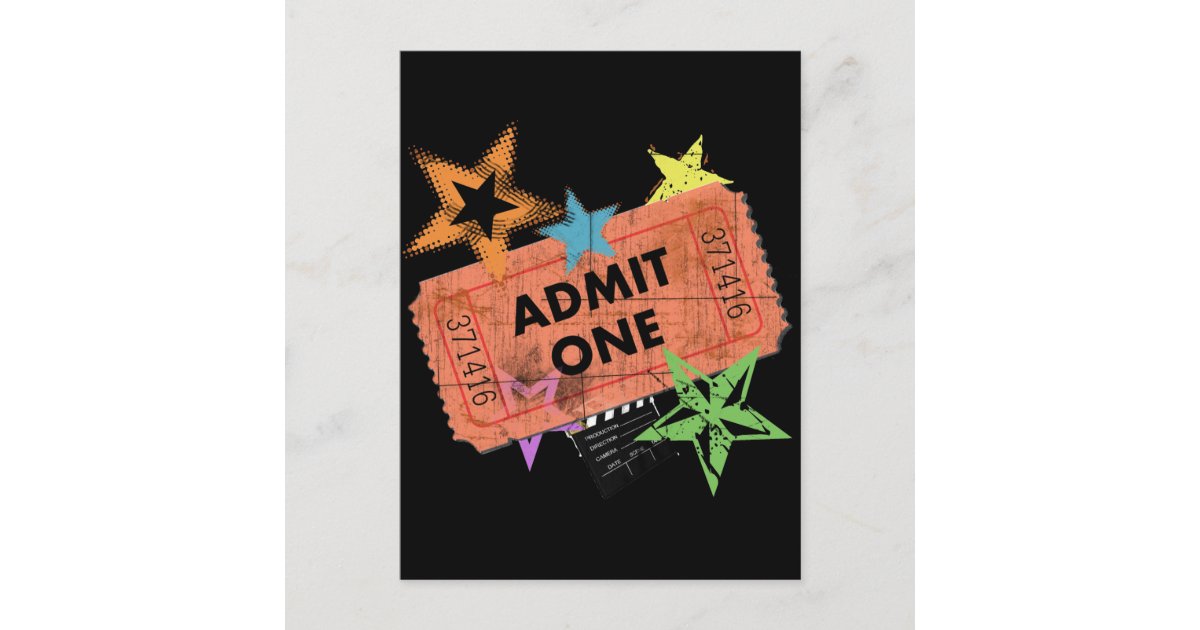 ADMIT ONE MOVIE TICKET POSTCARD | Zazzle