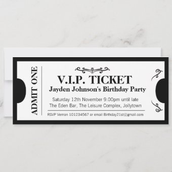 Admit one VIP 21st birthday party photo invite | Zazzle