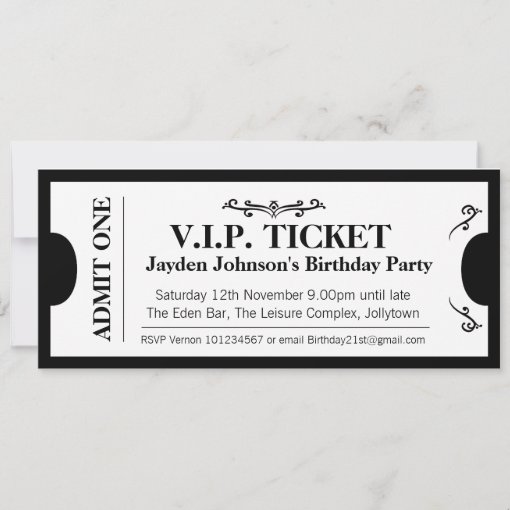 Admit one VIP 21st birthday party photo invite | Zazzle