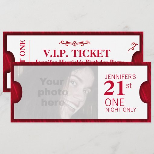 Admit one VIP 21st birthday party photo invite | Zazzle