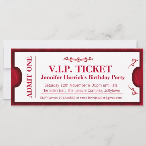 Admit one VIP 21st birthday party photo invite | Zazzle