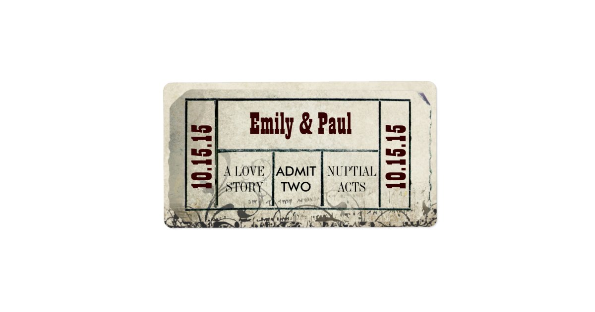 Admit TWO Save the Date TICKET Label | Zazzle
