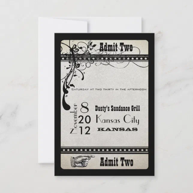 Admit Two Vintage Showbill RSVP Enclosure Card | Zazzle