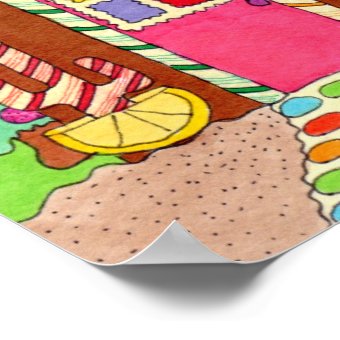 Adobe Gingerbread House With Cats Folk Art Poster | Zazzle