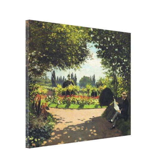 Adolphe Monet Reading in the Garden - Claude Monet Canvas Print ...