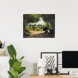 Adolphe Monet Reading in the Garden - Claude Monet Poster | Zazzle