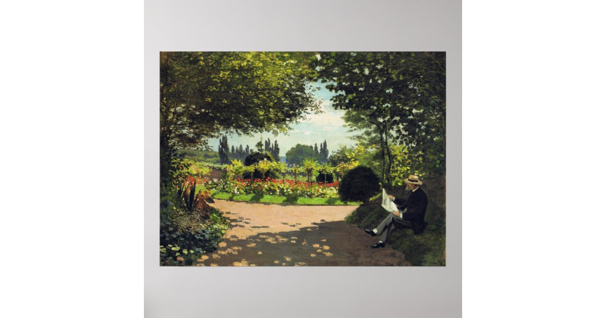Adolphe Monet Reading in the Garden - Claude Monet Poster | Zazzle