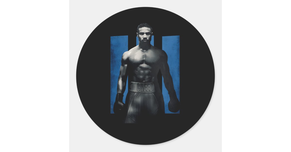 Adonis Creed Pose Faced Forward On Iii Blue Classic Round Sticker | Zazzle