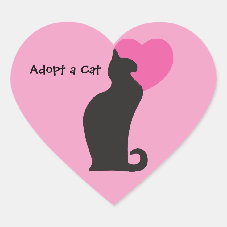 Adopt a Cat Heart Sticker | Zazzle
