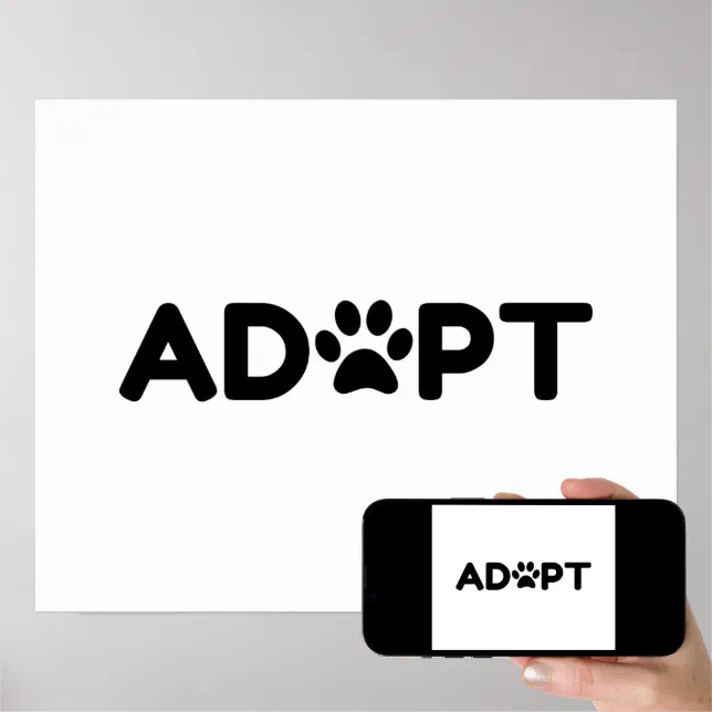 ADOPT A DOG PAW POSTER | Zazzle
