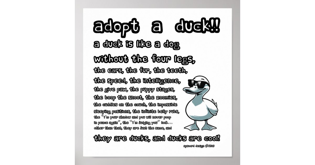 Adopt a Duck Poster | Zazzle