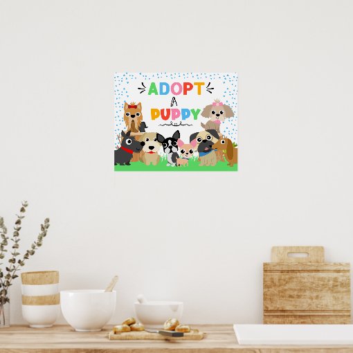 Adopt A Puppy Pet Adoption Party Sign | Zazzle