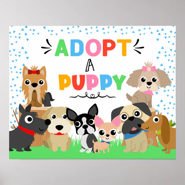 Adopt A Puppy Pet Adoption Party Sign | Zazzle