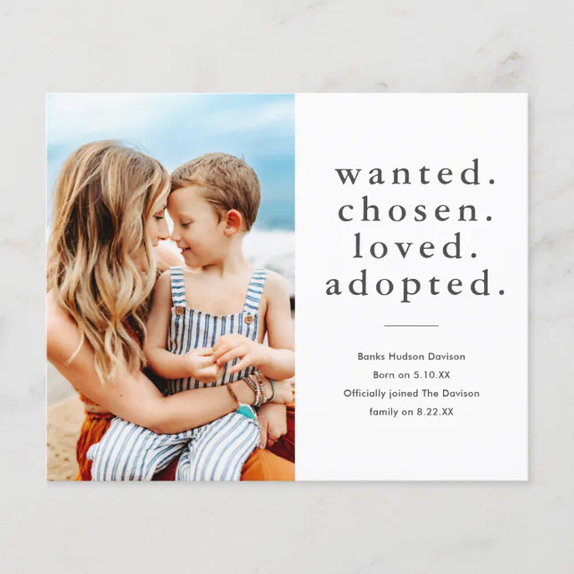 Adopted Budget Photo Adoption Announcement | Zazzle