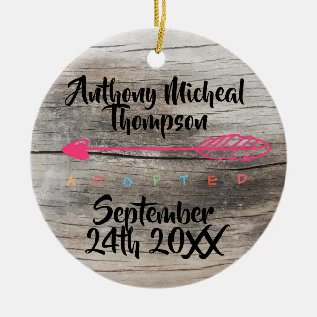 Adoption Design Custom Name Date Photo Ceramic Ornament | Zazzle