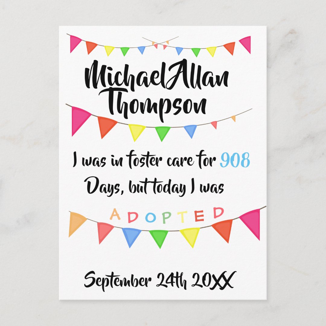 Adoption From Foster Care Announcement- Party Invitation Postcard | Zazzle