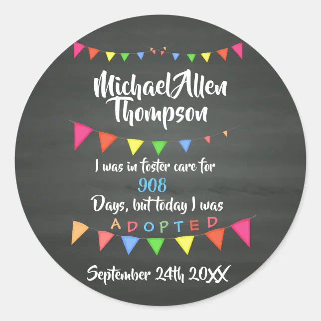 Adoption From Foster Care Stickers Party | Zazzle