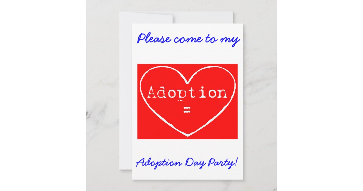 Adoption = Love White Adoption Day Party Invite | Zazzle