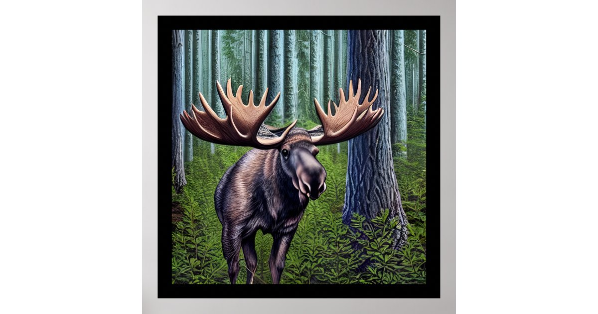 Adorable Abstract Little Moose Poster | Zazzle