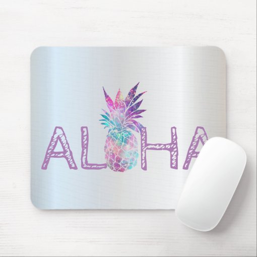 Adorable Aloha Hawaiian Pineapple, Silver Mouse Pad | Zazzle