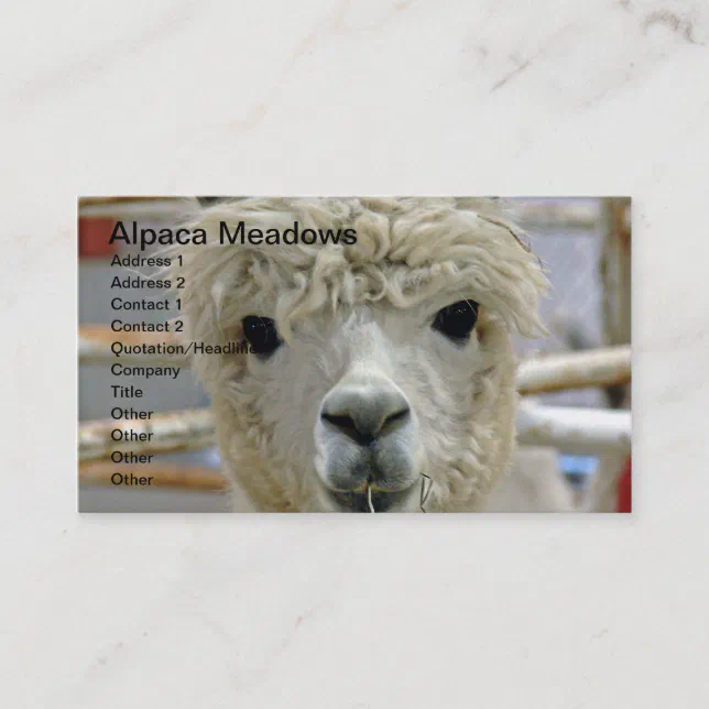 Adorable Alpaca Meadows Business Card | Zazzle