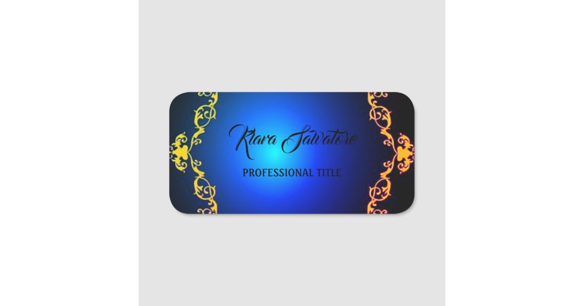 Adorable Amazing Gorgeous Blue And Gold Name Tag | Zazzle