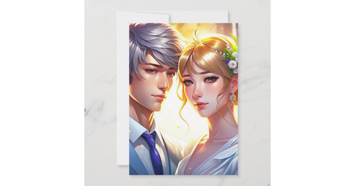 Adorable Anime Couple Wedding Invitation | Zazzle