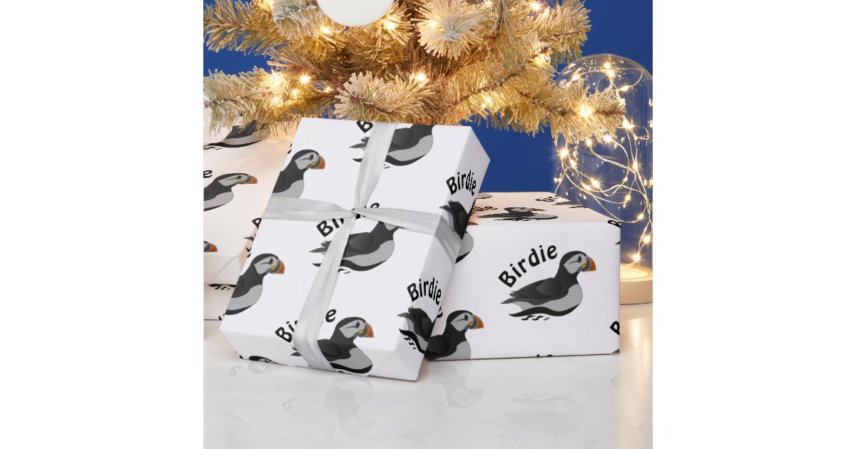 Adorable Atlantic Puffin Swimming Cartoon Wrapping Paper | Zazzle