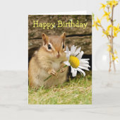 Adorable Baby Chipmunk with Daisy - Happy Birthday Card | Zazzle