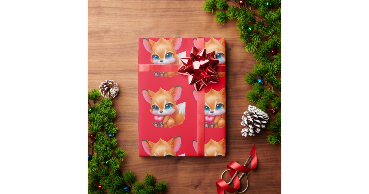 Adorable Baby Fox Wrapping Paper | Zazzle