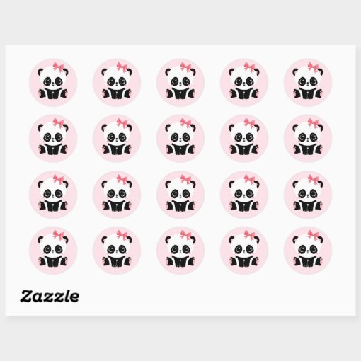 Adorable Baby Panda On Pink Stickers (6 Stickers) | Zazzle