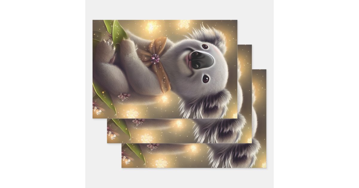 Adorable Baby Smiling Koala Bear Wrapping Paper Sheets | Zazzle