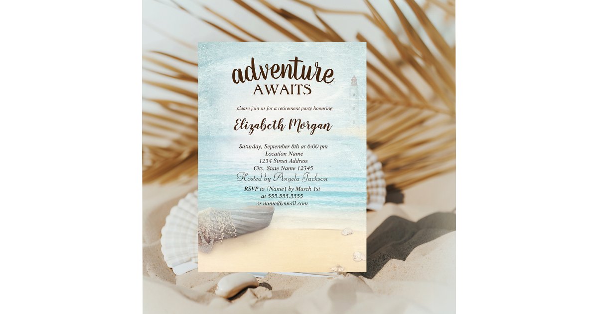 Adorable Beach,Boat,Lighthouse Retirement Party Invitation | Zazzle