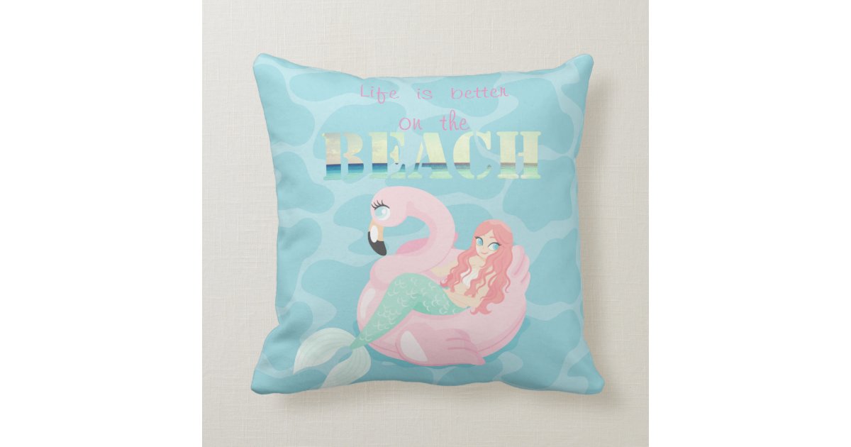 Adorable Beach, Mermaid Throw Pillow | Zazzle.com