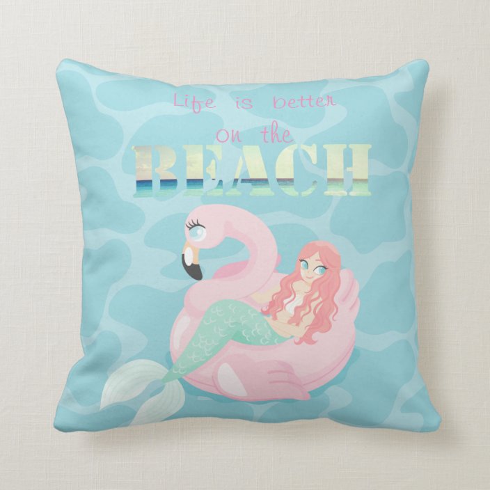 Adorable Beach, Mermaid Throw Pillow | Zazzle.com