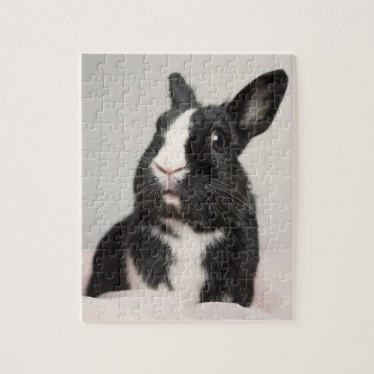 Adorable Black and White Bunny Rabbit Jigsaw Puzzle | Zazzle.com