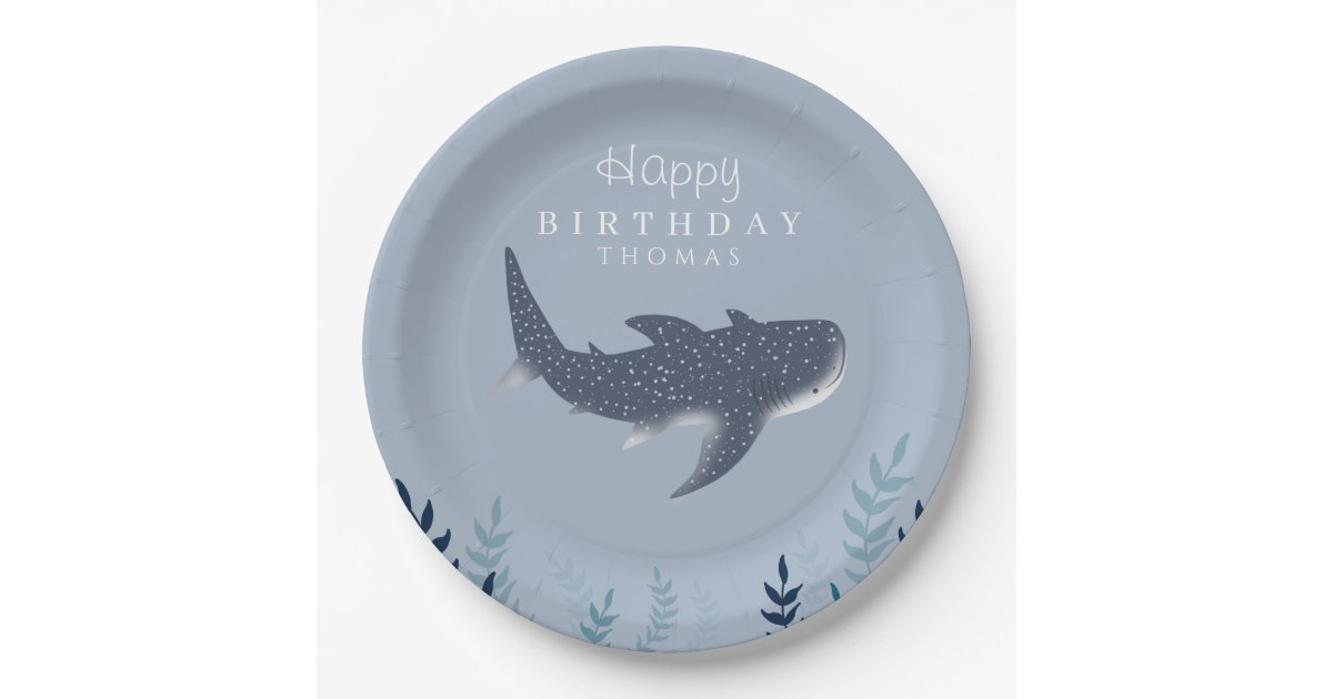 Adorable Blue Under the Sea Manta Ray Birthday Paper Plates | Zazzle