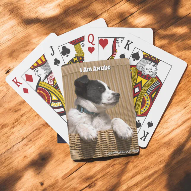 Adorable Border Collie Heeler Sleepy Puppy Poker Cards | Zazzle